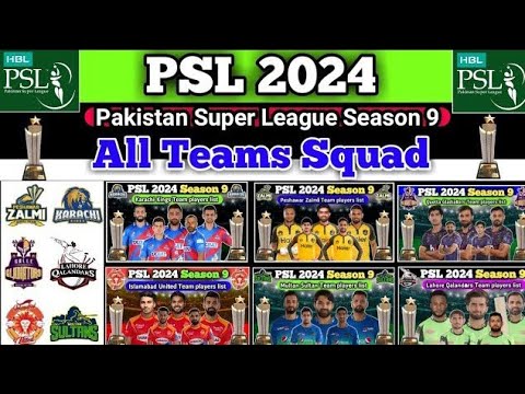 PSL 2024 All Teams Complete Squads | PSL 9 Draft Live | PSL 9 All Teams ...