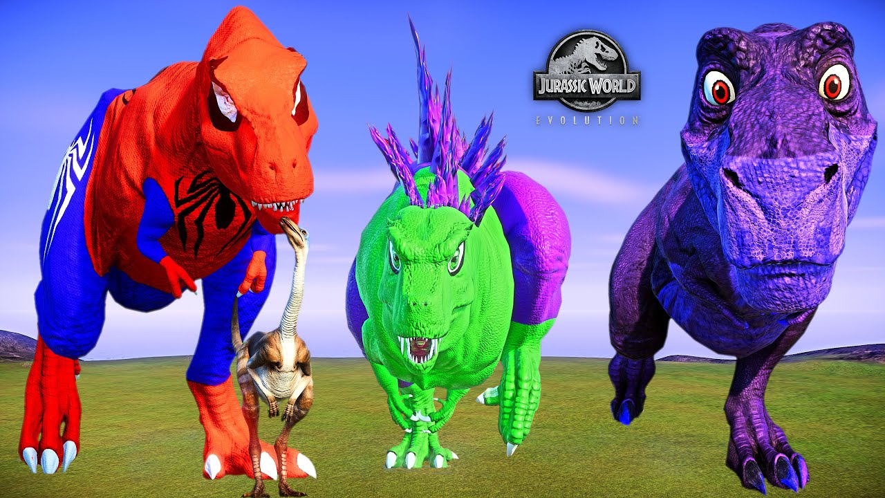 Spiderman Trex Vs Chomper Vs Hulk Godzilla Acrocanthosaurus | Jurassic ...