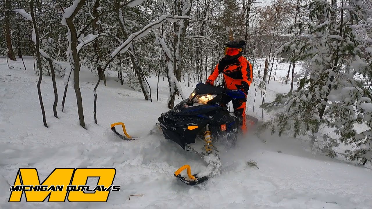 Off-Trail Snowmobile Riding Up Hill in Tight Trees - YouTube
