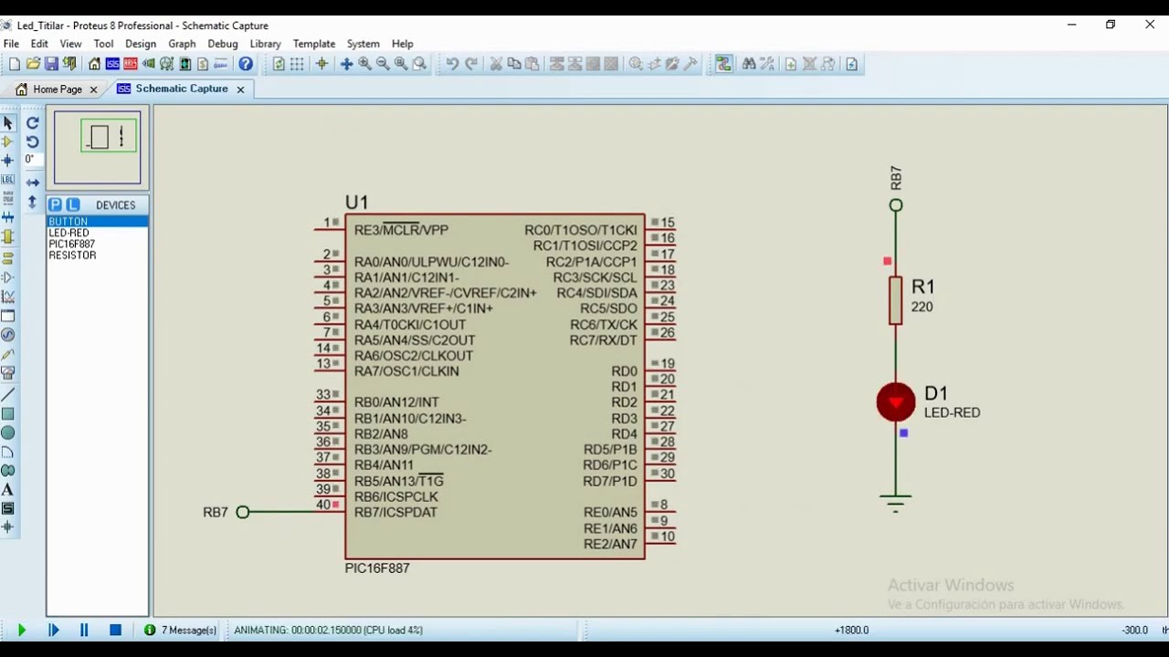 Led intermitente con microcontrolador (simulación en proteus) - YouTube