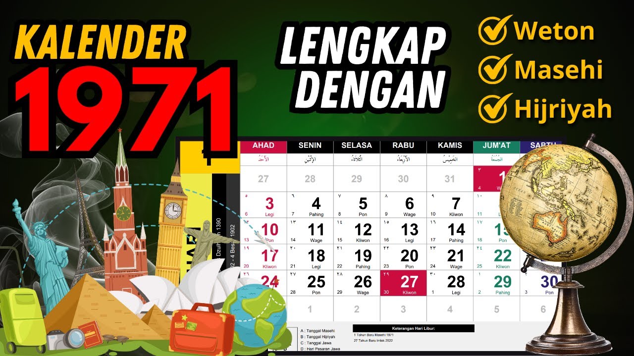 Kalender 1971 Lengkap Dengan Weton dan Peristiwa pembajakan pesawat ...