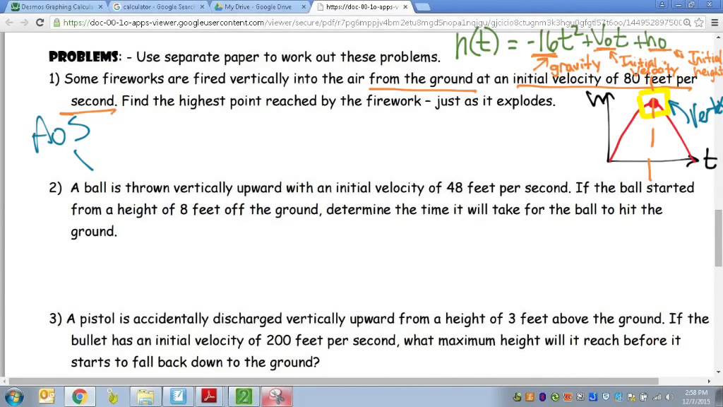 Common Core Math: Projectile Motion Quadratic Modeling - YouTube