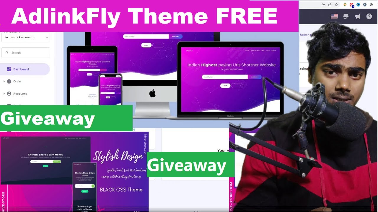 Giveaway: Adlinkfly pink and blue theme || Adlinkfly Premium Theme download - YouTube