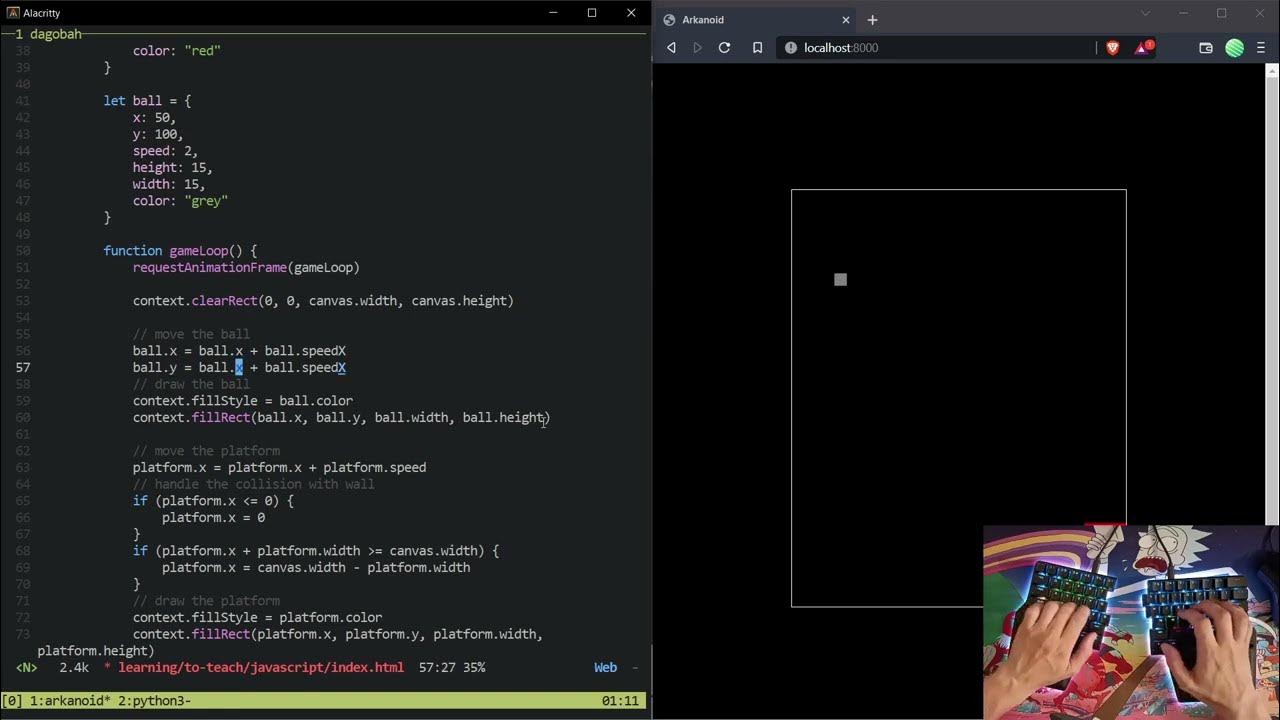 Writing Arkanoid in JavaScript, HTML, and CSS - Part 1 - No talking - YouTube