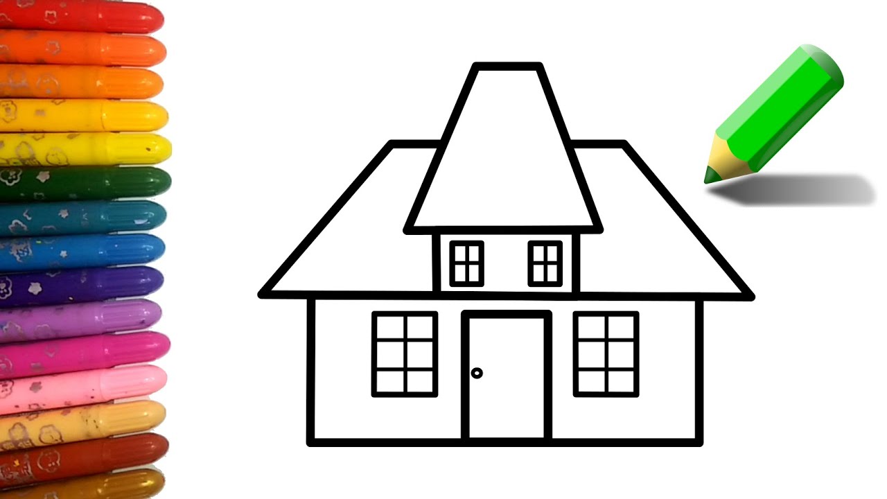 HOW TO DRAW A HOUSE LEVEL | HOUSE DRAWING | CARA MENGGAMBAR RUMAH ...