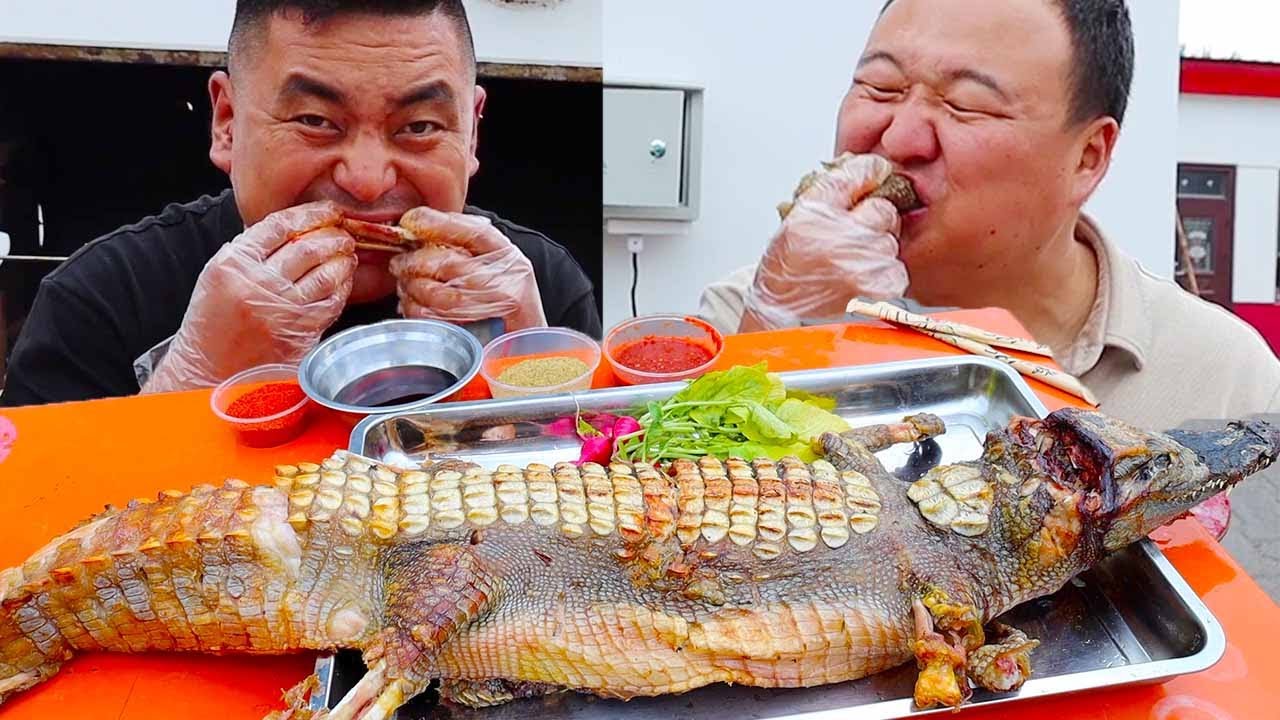 Mukbang Asmr | 30 catties of crocodile made charcoal grilled crocodile ...