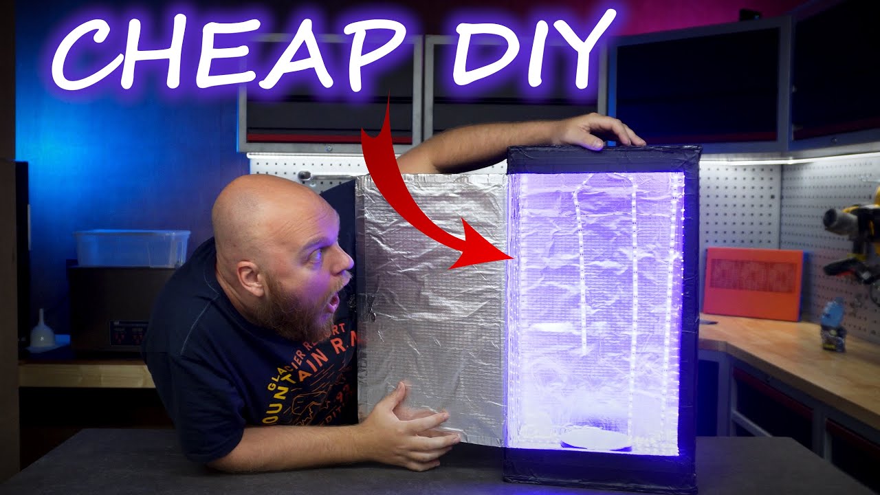 Cardboard UV resin curing chamber from the printer it came with - YouTube