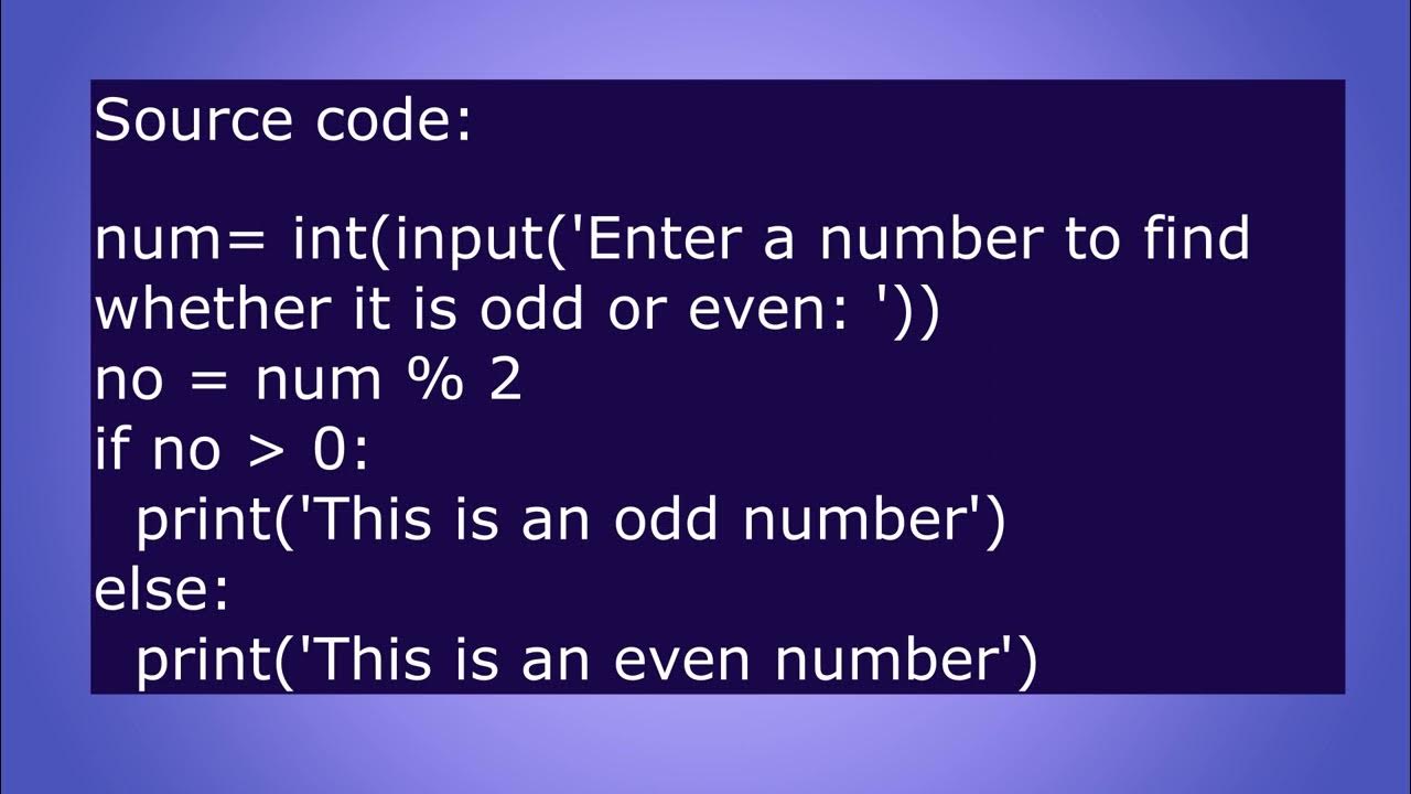 12th Python Program Odd Or Even Using Modulus Operator Using If Operation Python Program