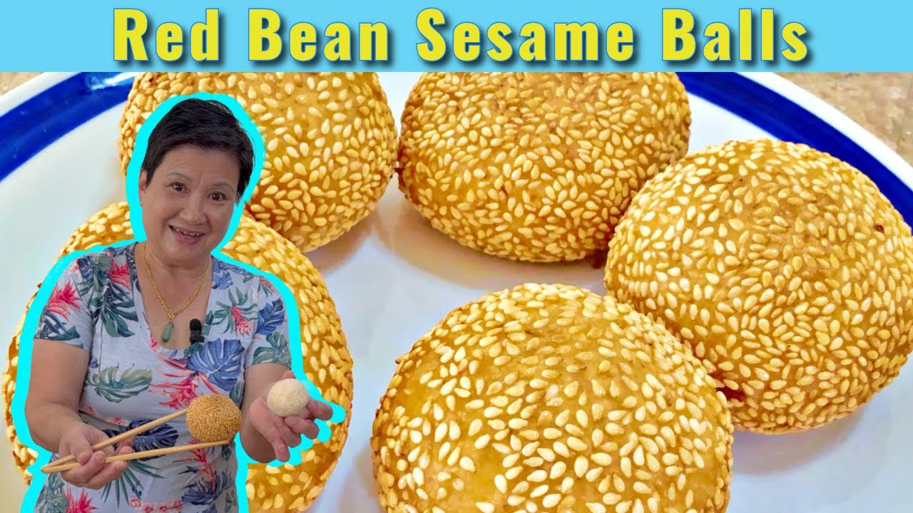 Sweet & Crispy Red Bean Sesame Balls | 紅豆煎堆 – The Ultimate Asian ...