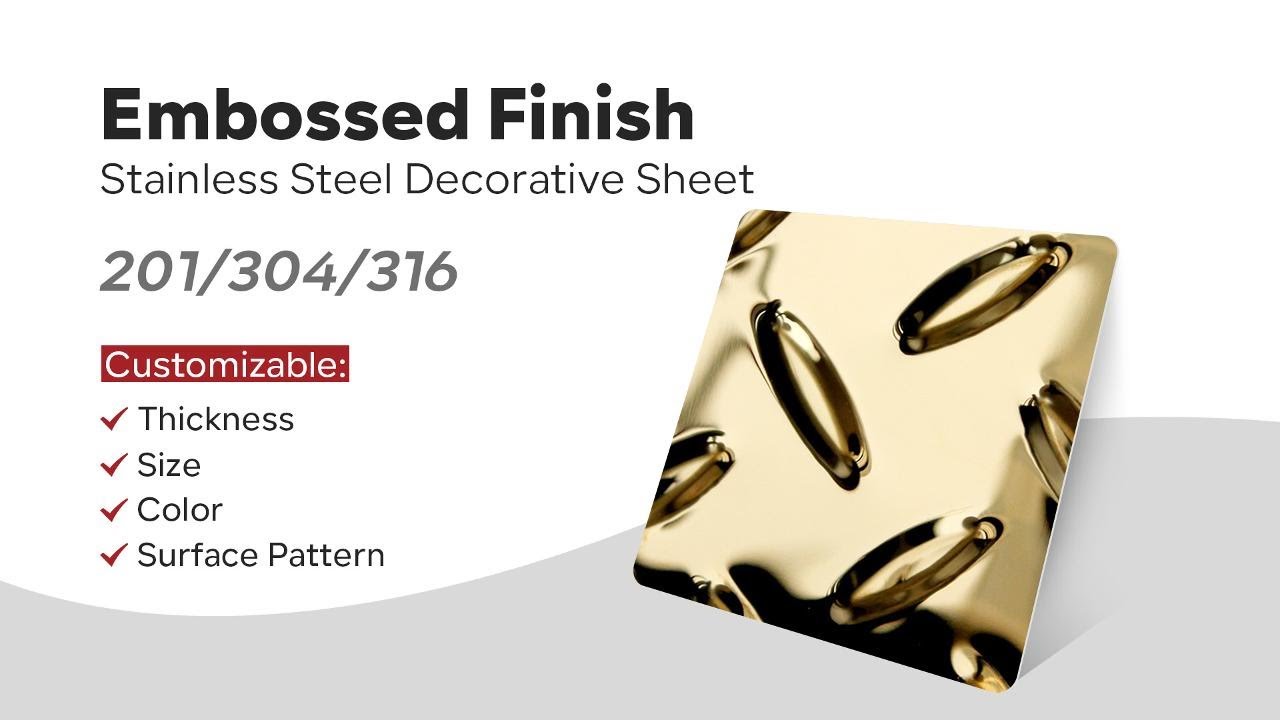 embossed finish gold stainless steel decorative sheet - YouTube