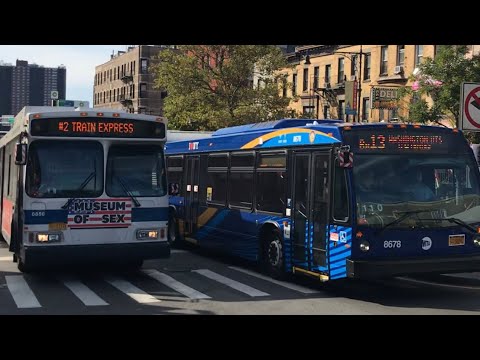 MTA NYC Bus NovaBus LFS #8678/Orion VII OG Hybrid #6856 Bx13/(2 ...