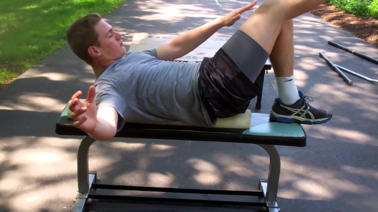 Burdenko Athlete Training - sit-ups on half-roll on a bench - YouTube