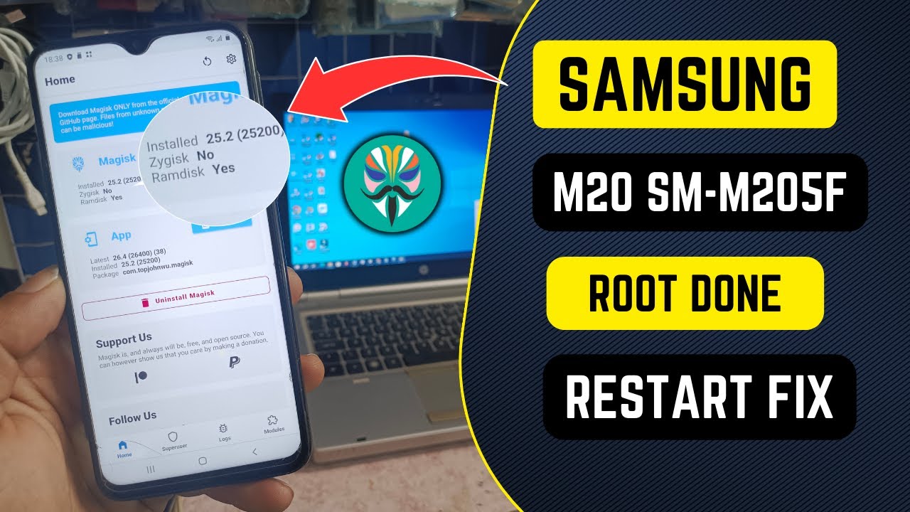 Root SAMSUNG M20 SM-M205F U8/U9 Android 10 Q Restart Fix | How to Root ...
