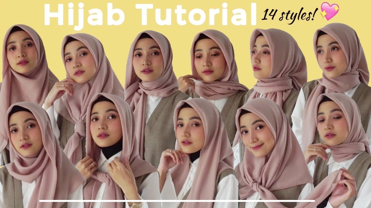 14 Tutorial Hijab Segiempat SIMPLE 2019 HANYA 1-2 jarum buat sehari ...