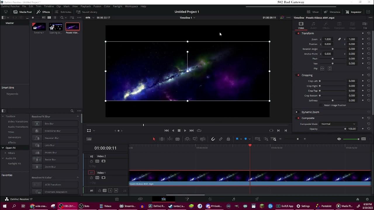 How to crop a mismatched resolution video on davinci resolve to get rid of the black portions ...