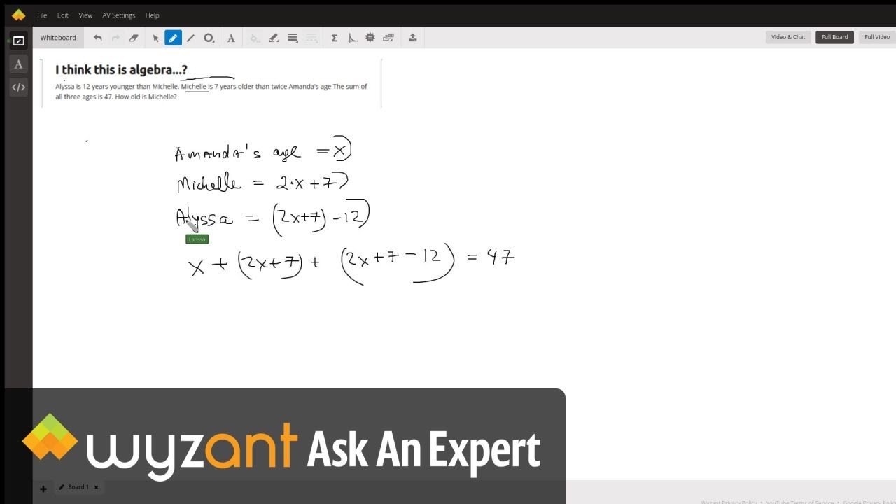 algebra age problems - YouTube