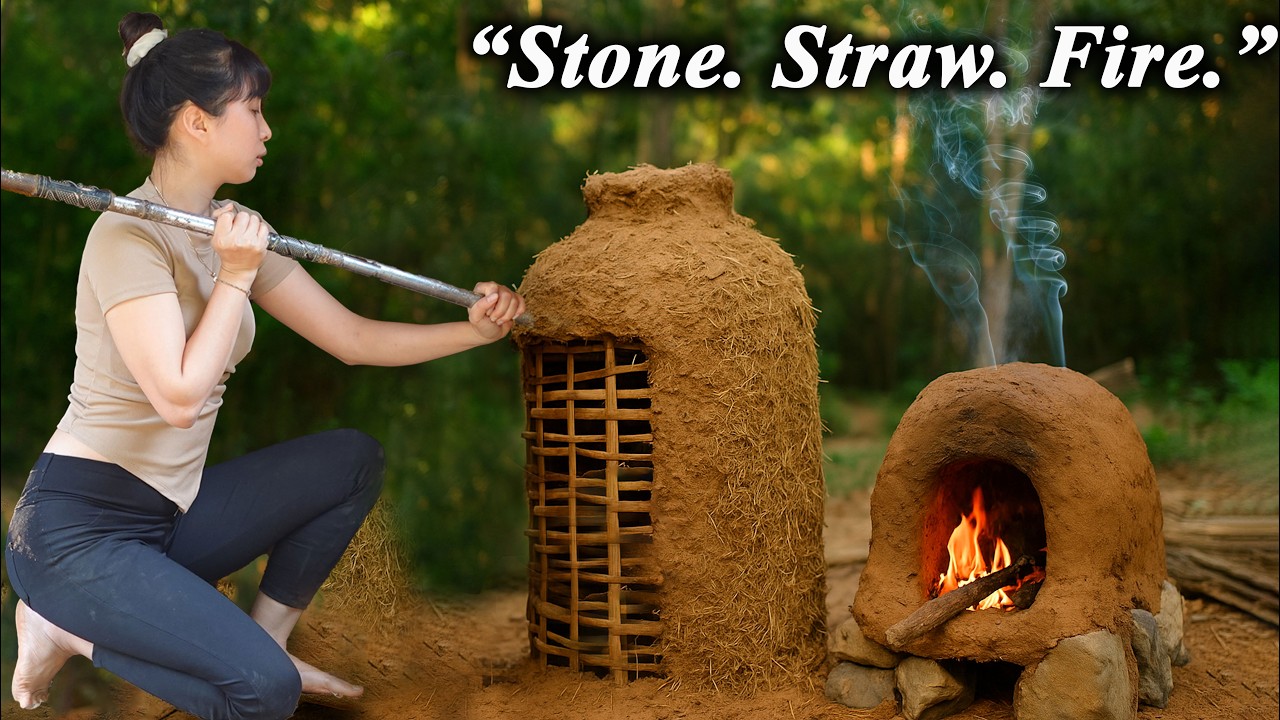How I Built a Clay Smokehouse and Fire Stove by Hand - No Tools, Just ...