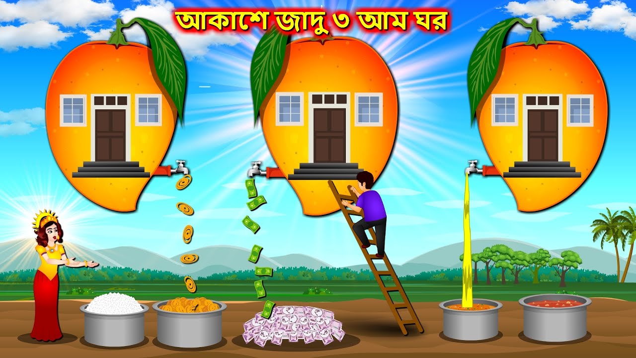 আকাশে জাদু ৩ আম ঘর - Sonali 3 ama ghara | Bangla cartoon | Bengali ...
