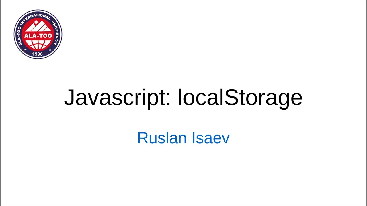 CS 203 - Javascript: localStorage - YouTube