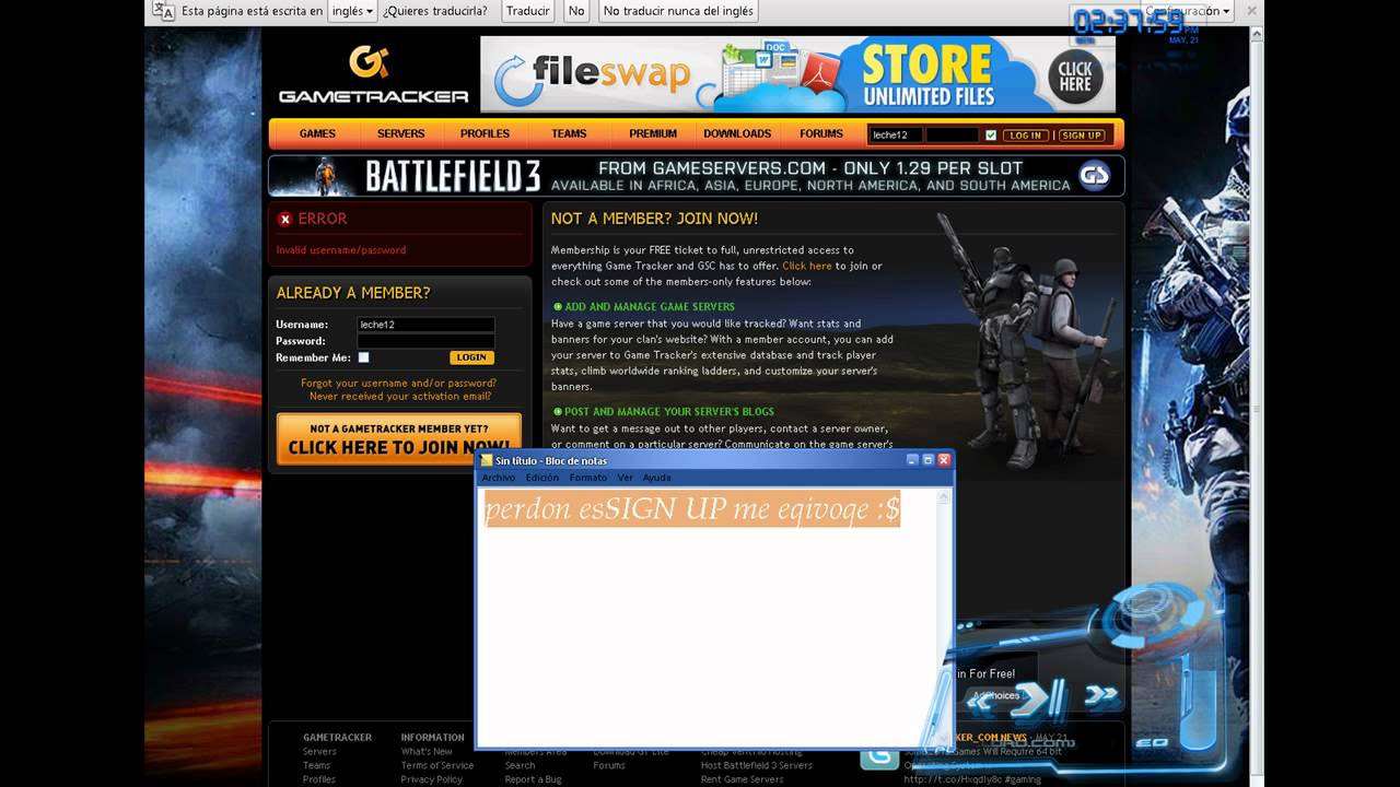 Como crear una cuenta en gametracker 2012!! Mejorado - YouTube