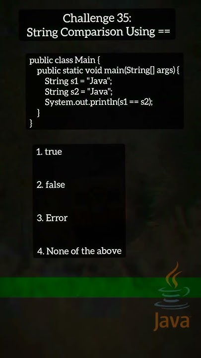 Java challenge 35 string comparison using == #shorts #shortvideo - YouTube