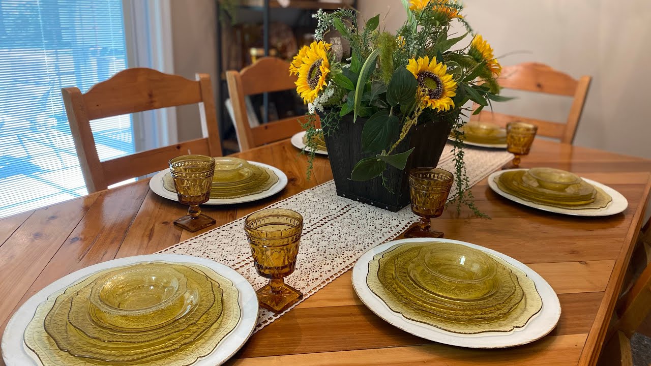 Vintage Tablescape using 1930’s Depression Glass- Decorate with Me ...