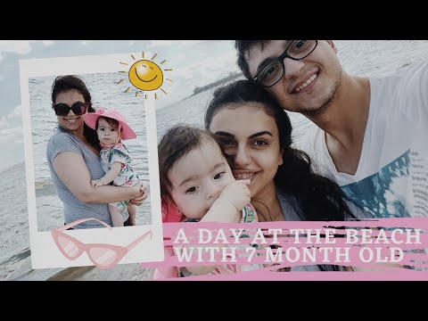 Baby’s first beach trip! 7 month old bath time routine!!