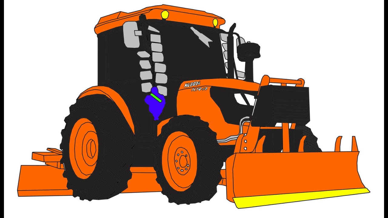 วาดรถไถตู้แอร์ kubota M 7040 draw a harvester #dumptruck - YouTube