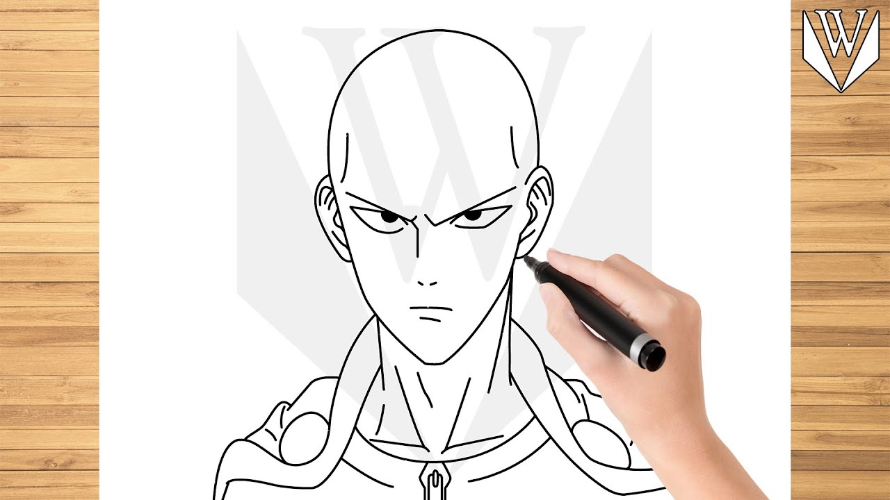 How to draw Saitama One Punch Man Step by step, Drawing Tutorial Trick ...