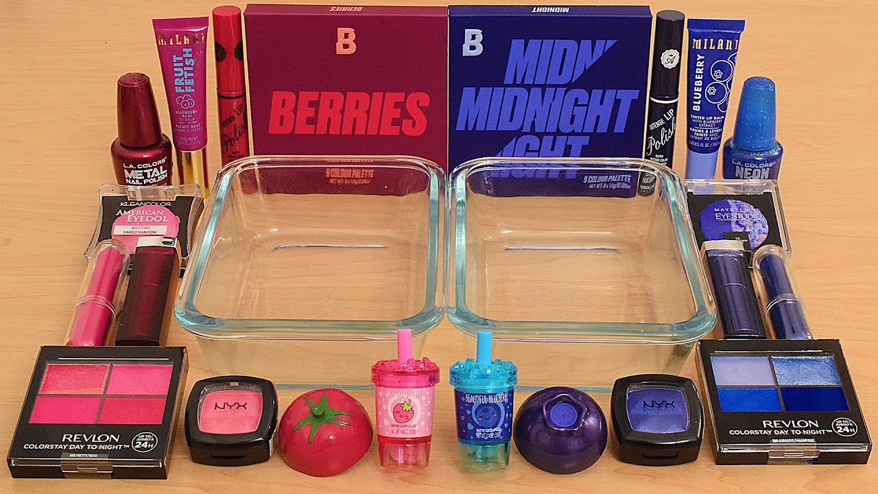 Raspberry vs Blue Berry - Mixing Makeup Eyeshadow Into Slime ASMR - YouTube
