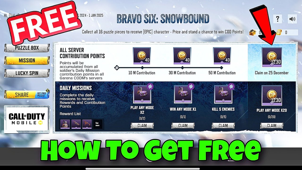 codm bravo six snowbound event 2024 | how to get free cp in codm season ...