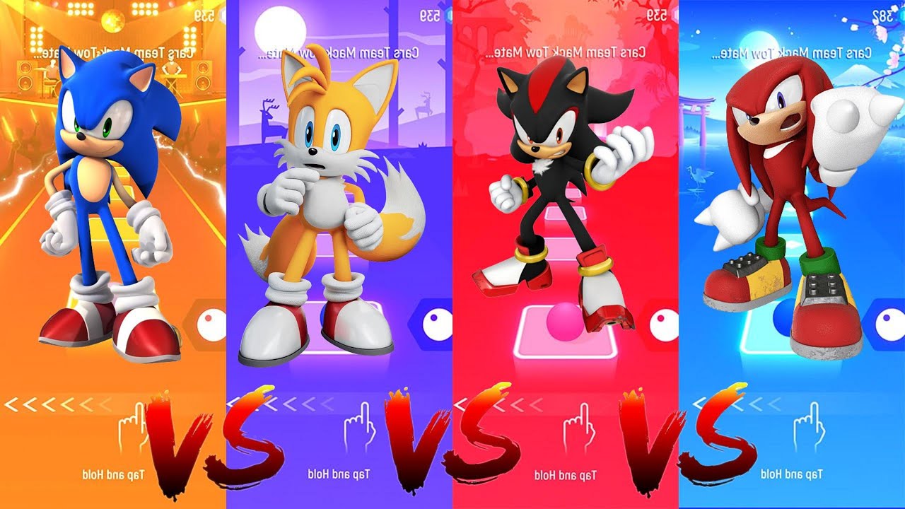 Sonic vs Tails vs Shadow vs Knuckles | Tiles Hop Edm Rush - YouTube