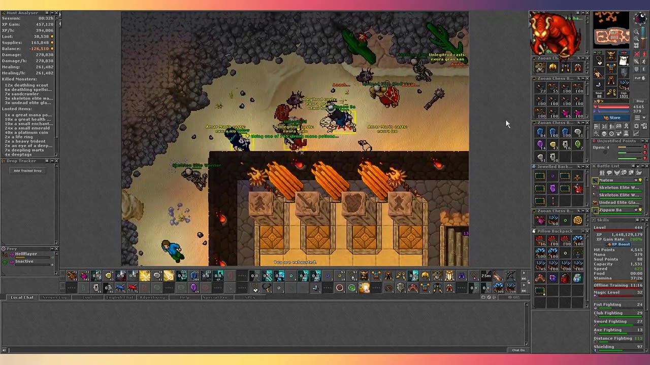 Tibia Antica easy escaped by 3 revenges at new skeletons - YouTube