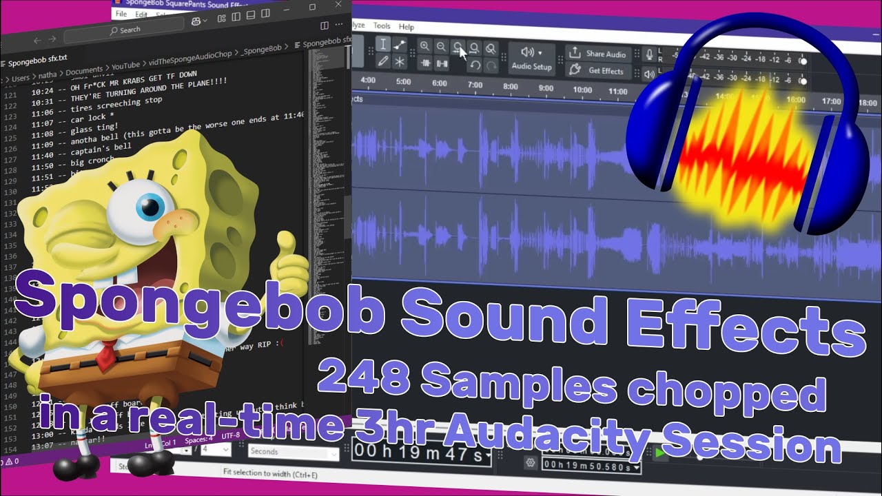 Chopping Samples | Spongebob SFX in Audacity | Full Session - YouTube