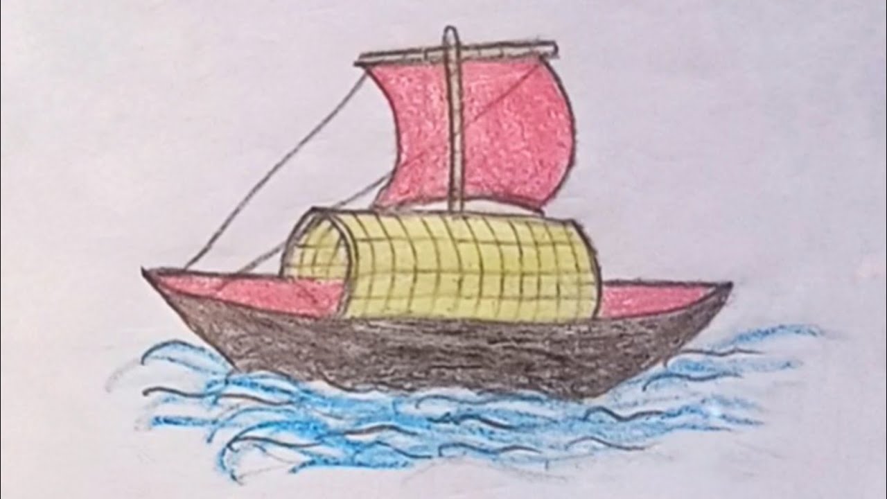 Sailboat drawing easy || Paltola Nouka Drawing || Hasan art gallery ...