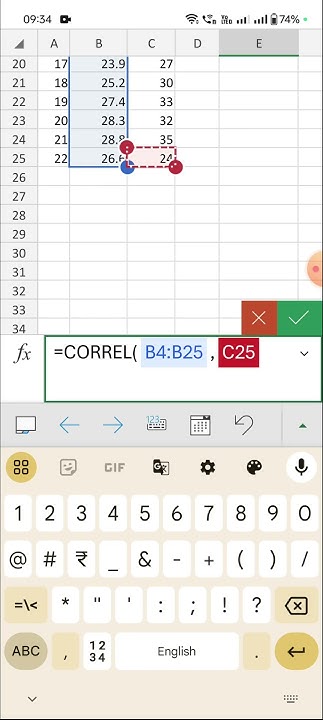 Finding correlation coefficient for paired data sets in Excel - YouTube
