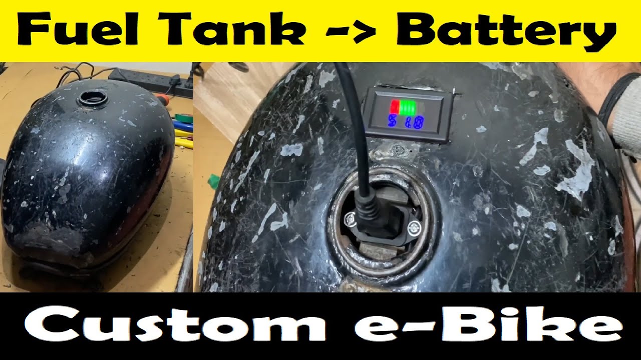 Install Battery and controller in Motorcycle Fuel Tank - YouTube