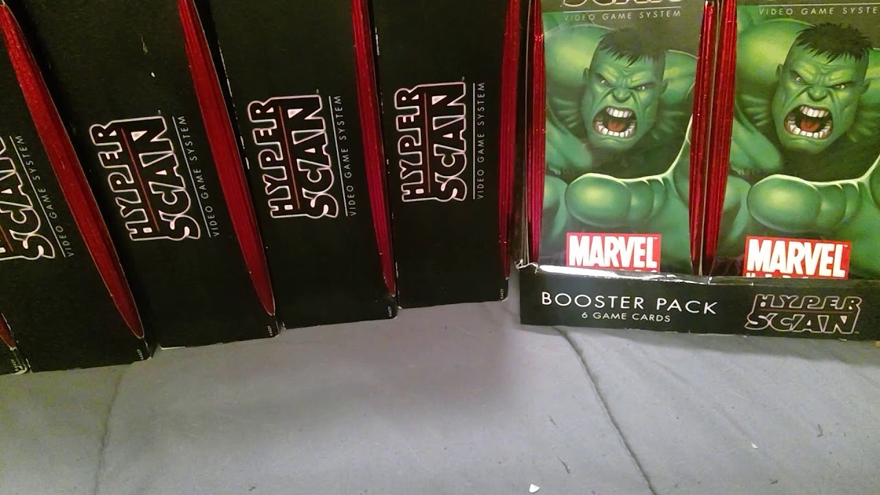 Last Mattel Hyperscan Booster Case Opening 12 packs of Marvel Heroes ...