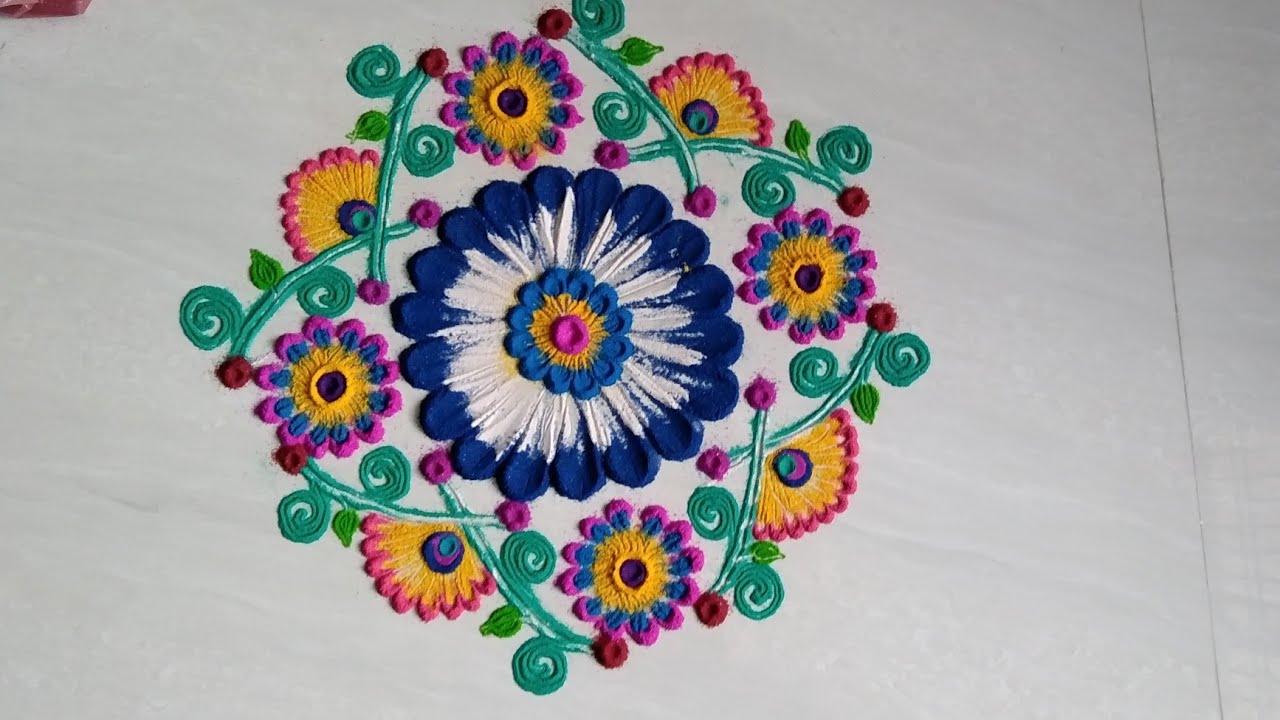 beautiful and colourful rongoli design 👍🌺🌺#akhil creation - YouTube