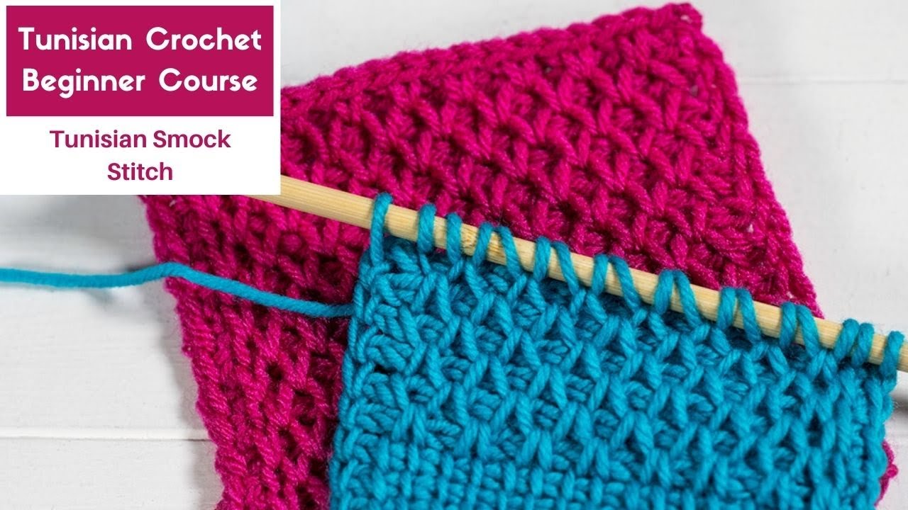 How to Tunisian Crochet Course: Lesson 8 Tunisian Smock Stitch - YouTube