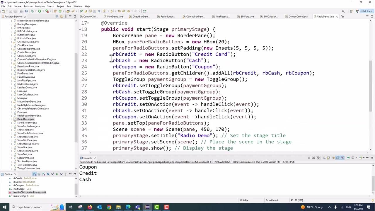 JavaFX Radio Combo Objects Reading From File - Complete Example - YouTube