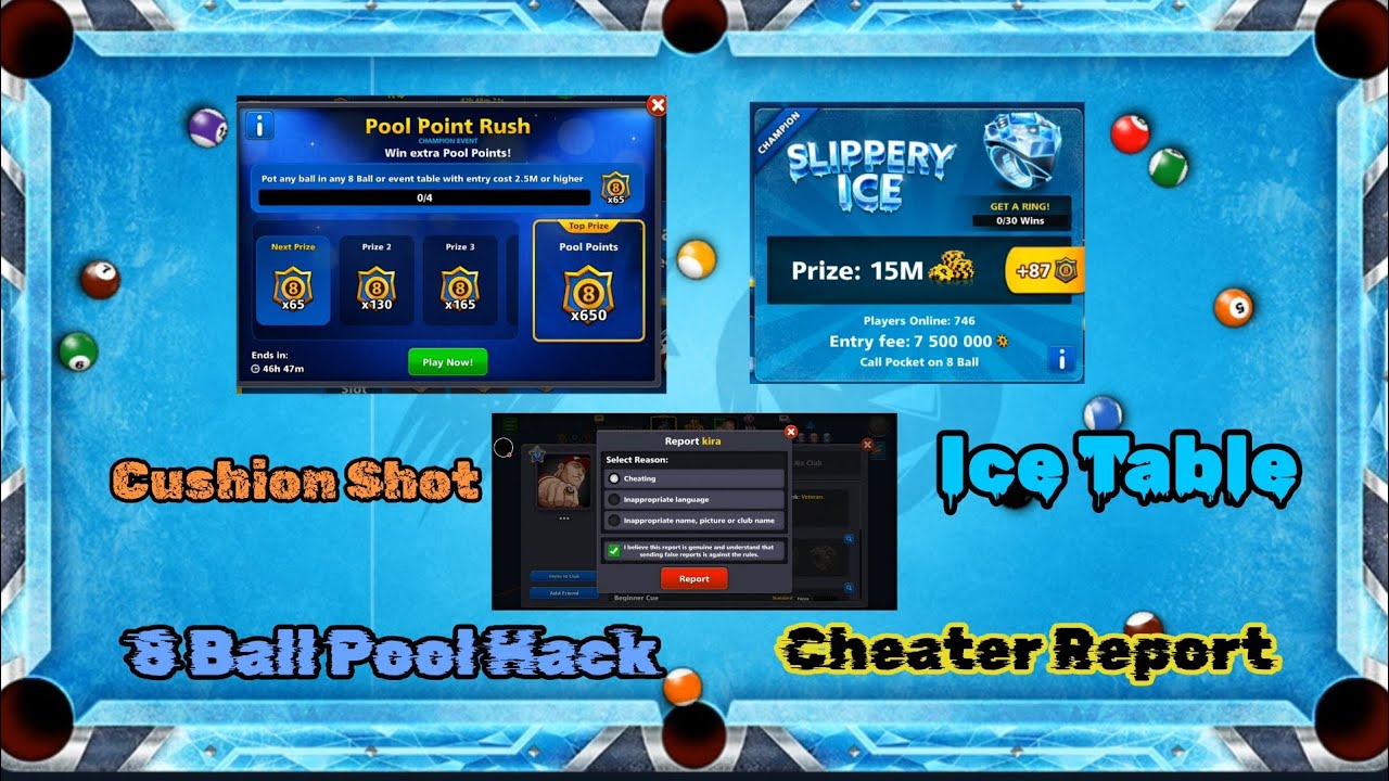 Pool Point Rush - Slippery Ice Table - 8 Ball Pool Hack x Cheater ...