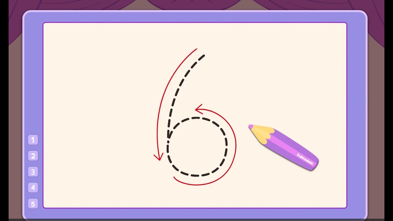 Animasi Kartun Belajar Menulis Angka Enam, 6, Untuk Anak PAUD Umur tiga ...