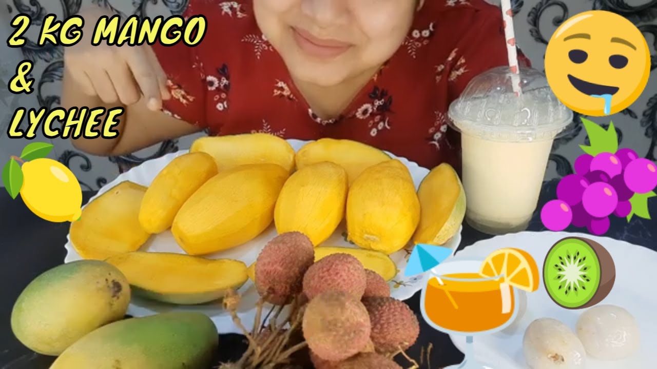 ASMR 2 KG MANGO, LYCHEE & MANGO SHAKE (SOFT RELAXING EATING SOUNDS ...