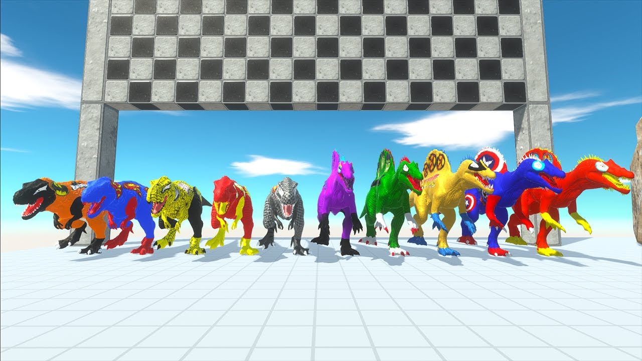 Superman T-rex vs Flash Spinosaurus Speed Race Death Run Champions ...
