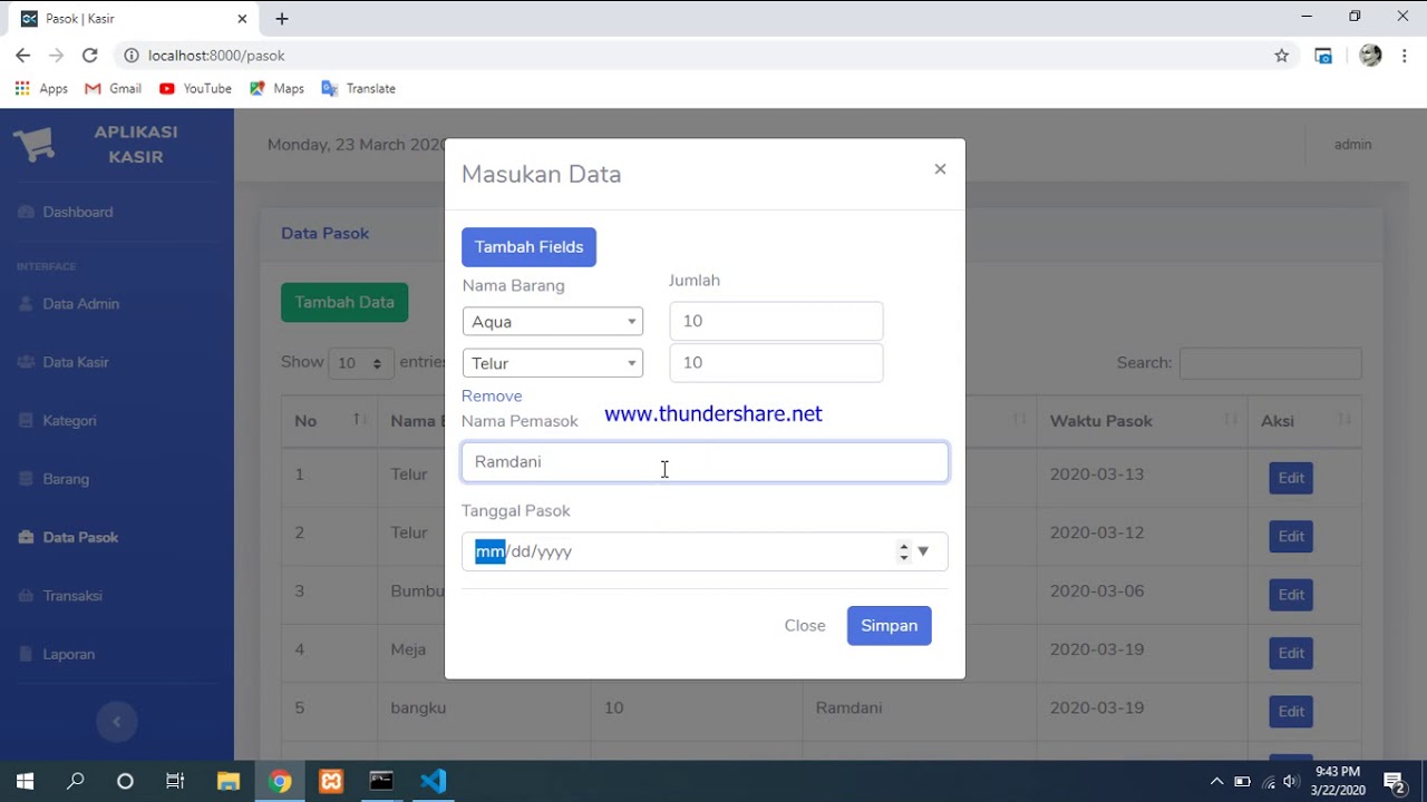Demo Aplikasi Kasir Framework Laravel Youtube