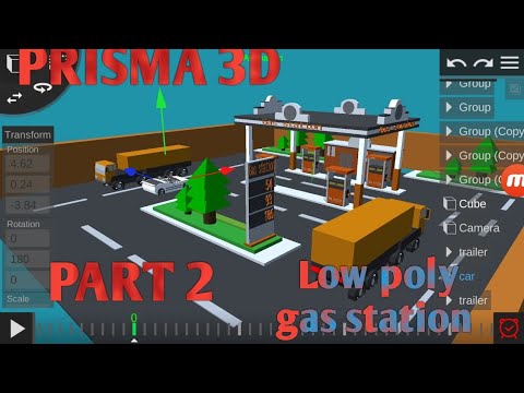 Prisma 3d tutorial, modeling low poly GAS STATION, part 2