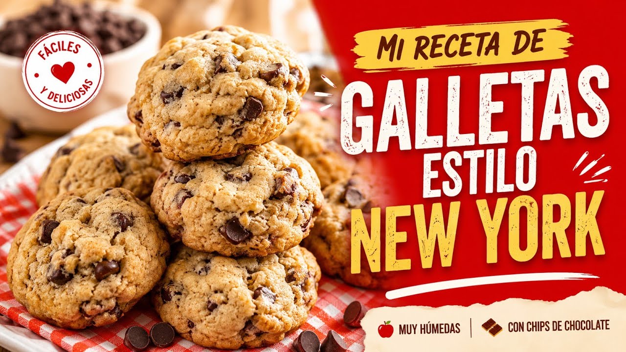 GALLETAS ESTILO NEW YORK | Con chispas de chocolate ️ | Para ...