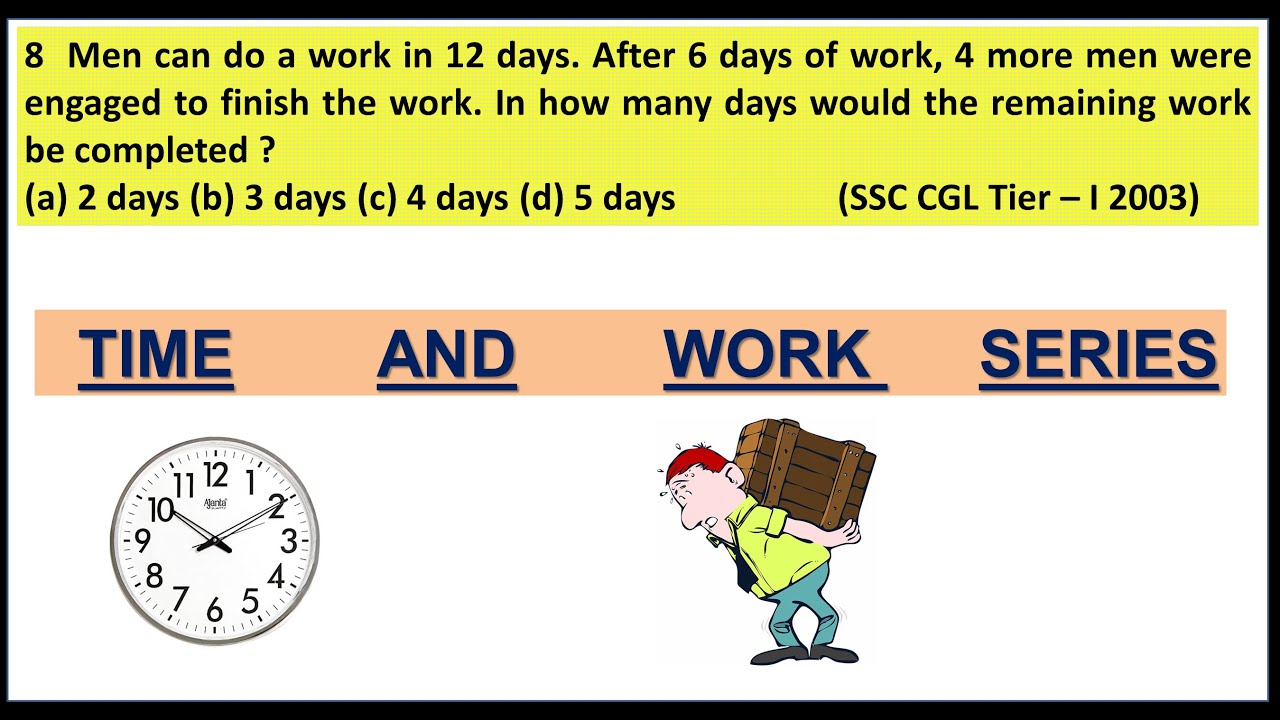 8 Men can do a work in 12 days. After 6 days of work 4 more men were ...