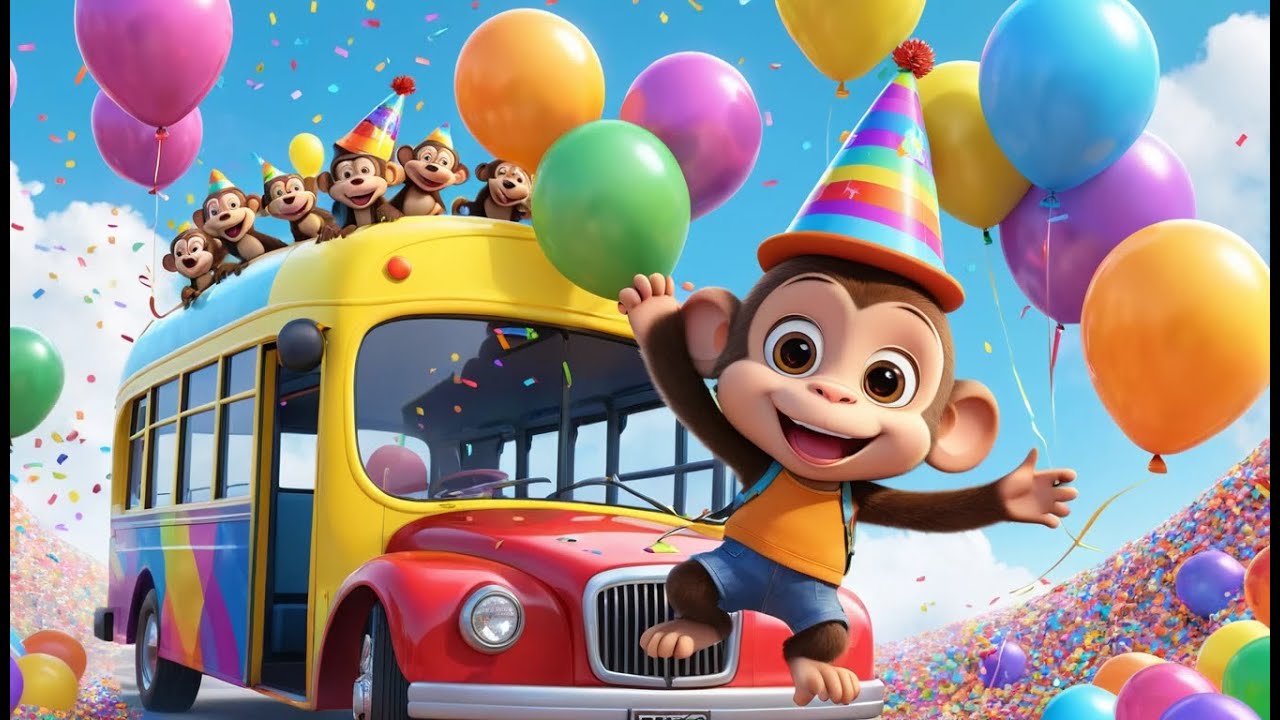 Rainbow Bus Adventure — Wheels Go Round! + More | Colorful Travel Rhyme ...